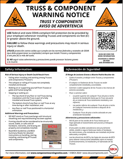 Component Warning Notice (50 copies) – SBCA Store