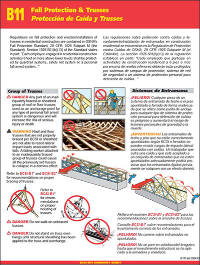 B11 Summary Sheet - Fall Protection & Trusses (50 copies) – SBCA Store