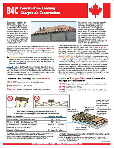 Canadian B4 Summary Sheet - Construction Loading (50 copies) – SBCA Store