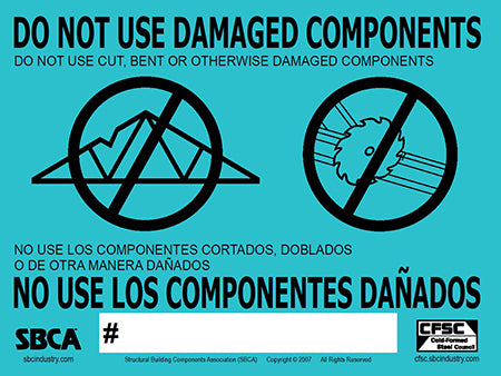 Steel Do Not Use Damaged Components Tag (500 tags) – SBCA Store